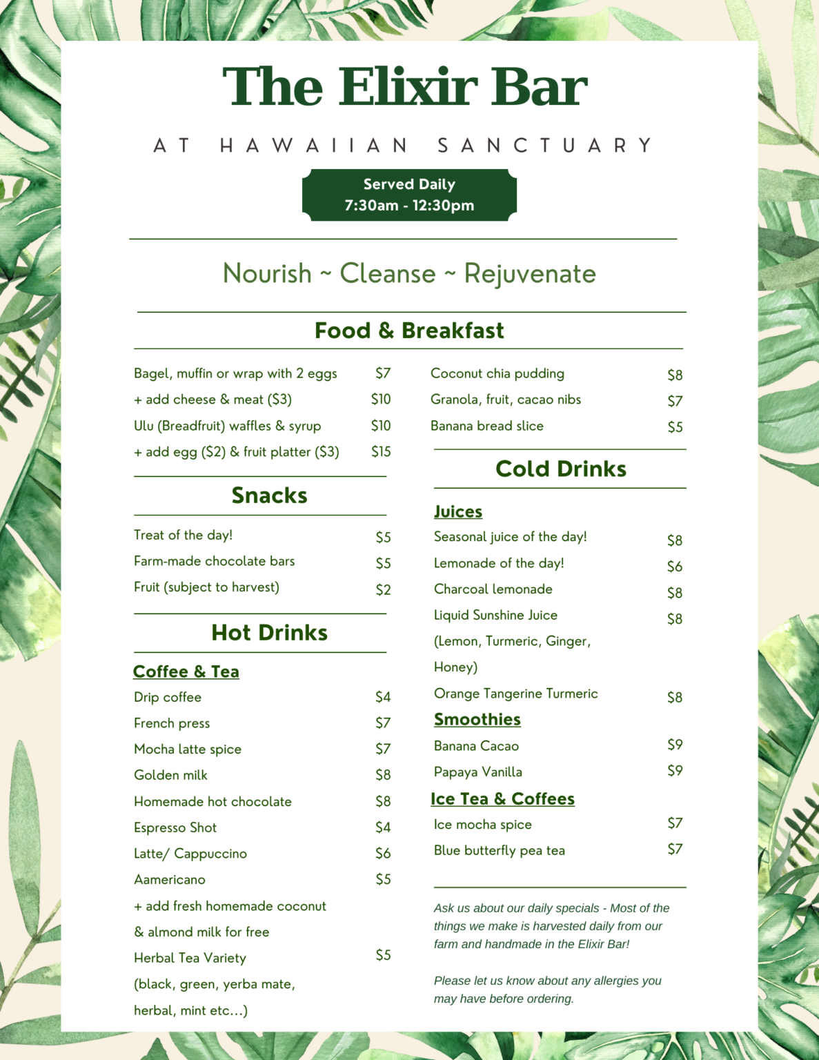 Elixir Bar - Hawaiian Sanctuary